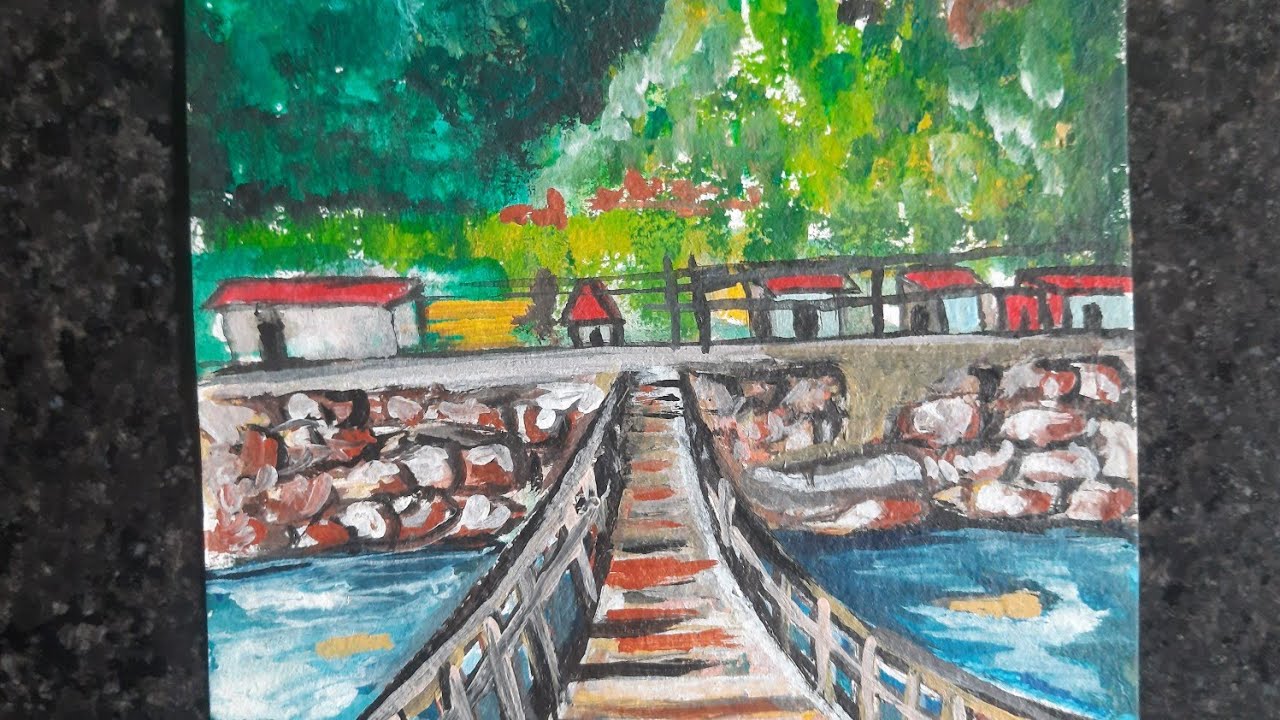 how to paint a bridge landscape( kasol ) - YouTube