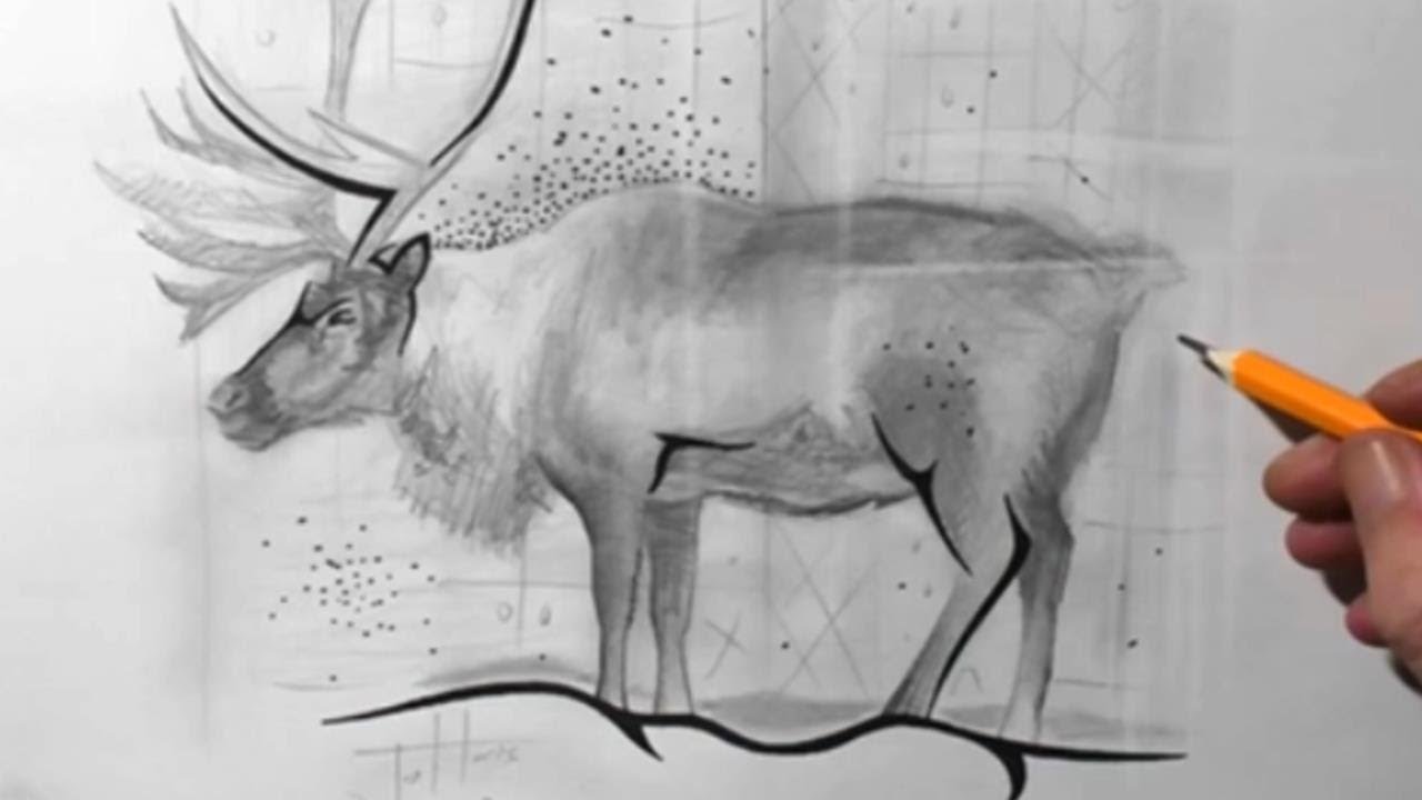 How to Draw a Reindeer | Contemporary Modern Drawing Sketch - YouTube