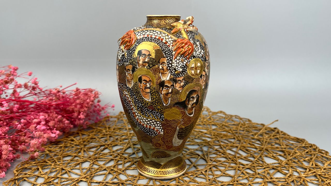 Bình Cổ Satsuma La Hán Hàng Long - Thời Kì Meiji - Gốm Sứ Nhật Bản Sưu ...