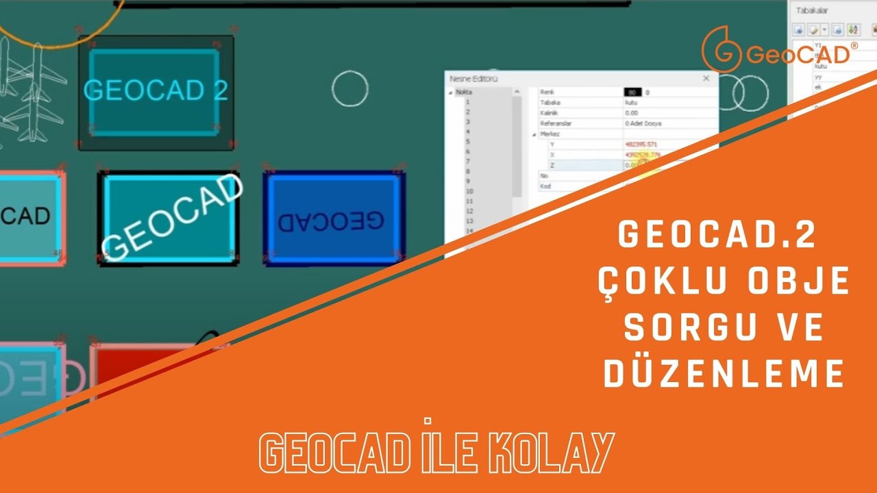 GeoCAD.2 Çoklu Obje Sorgu Ve Düzenleme - YouTube