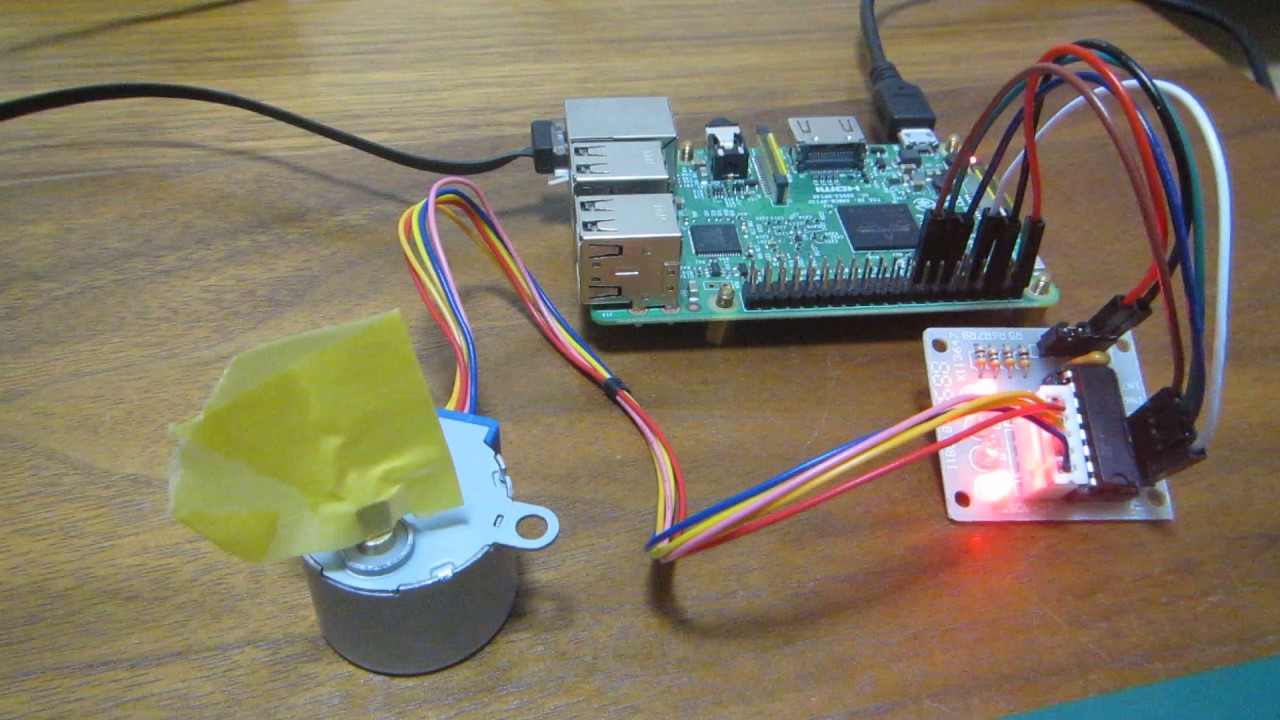 Raspberry Pi + 28BYJ-48 + ULN2003AGP - YouTube