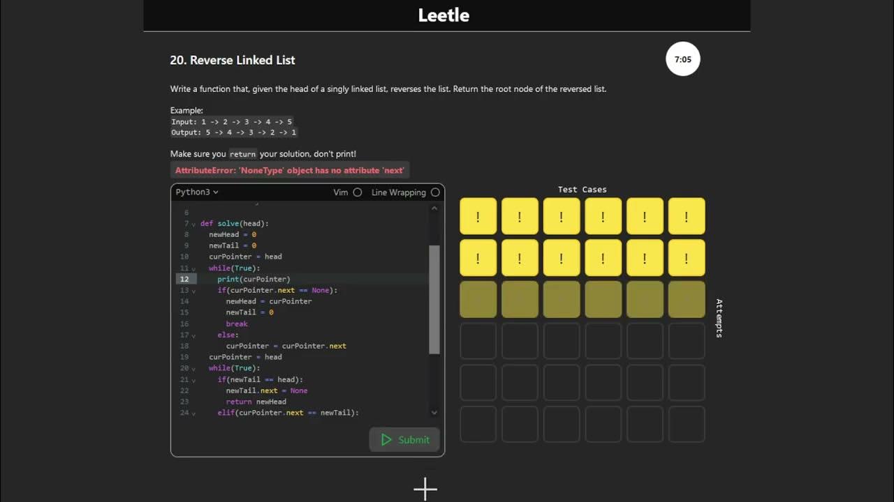 Daily Leetle - Day 20 (Reverse Linked List) - YouTube