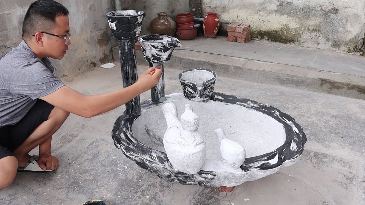 Great idea / How to make a beautiful fish tank from cement and sand ...