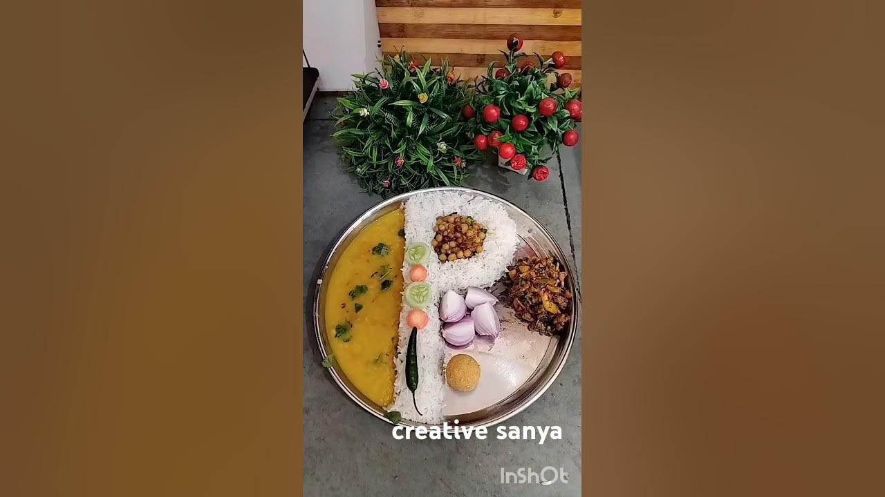 Today's bhojan thali 😋👌😋 dalchawal & bhujiya # chole # youtubeshort - YouTube