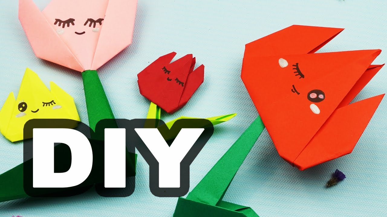 How to make EASY ORIGAMI Tulip [ origami mother's day] - YouTube