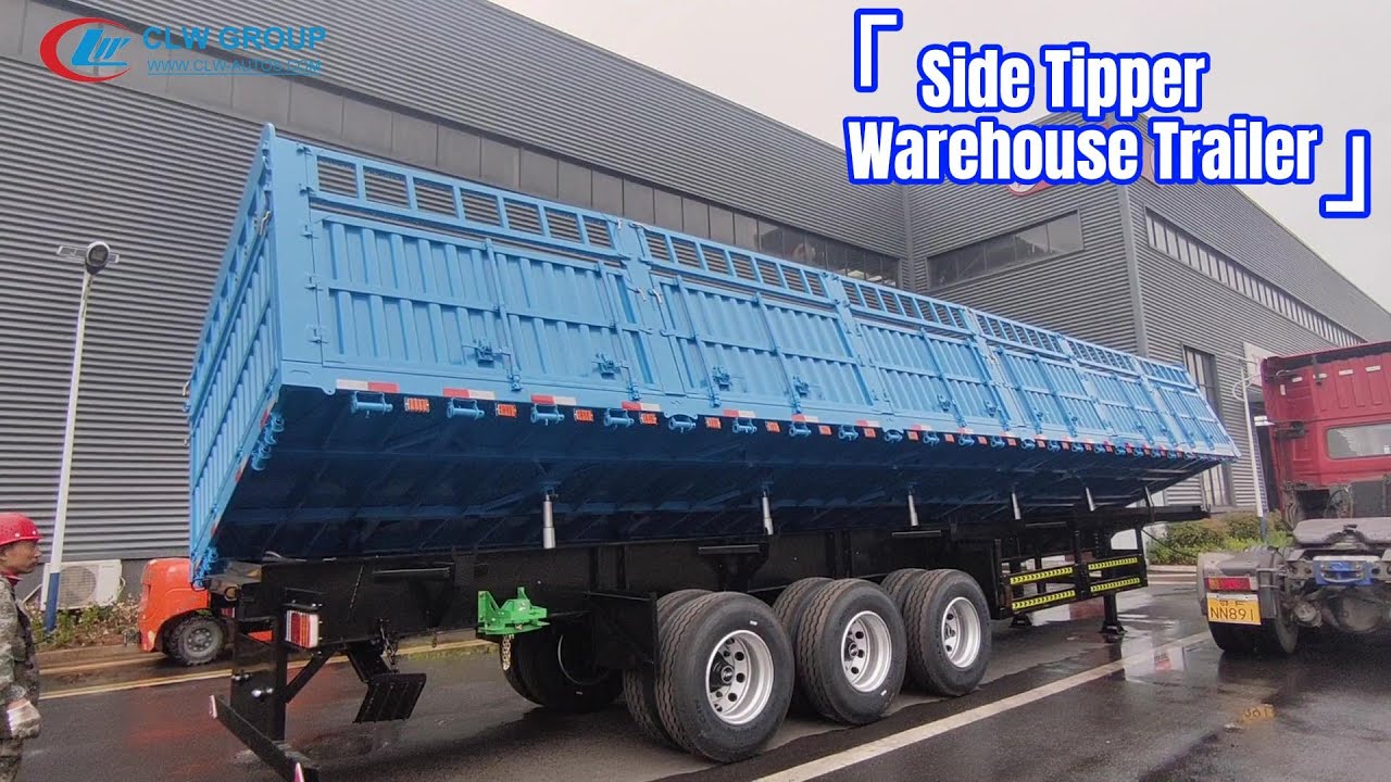 3 Axles 50tons Side Tipping Warehouse Trailer, Fast Speed unloading ...