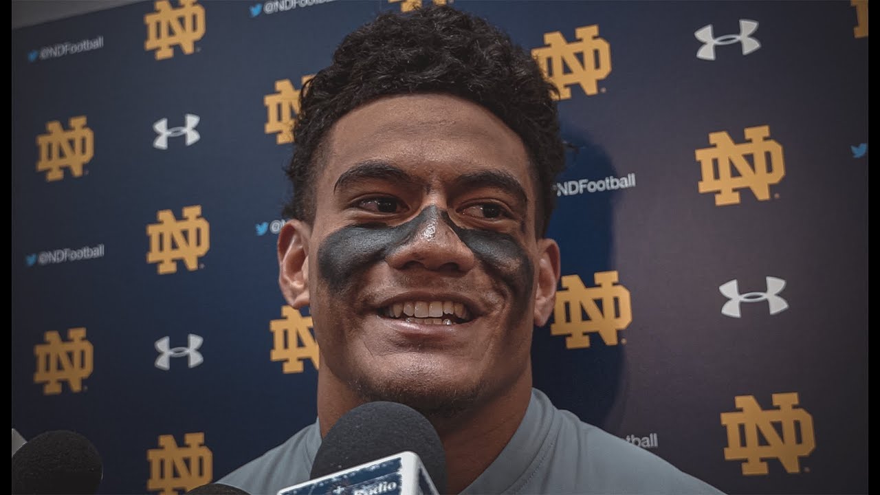 LB Paul Moala | Post-Navy Win | Notre Dame Football 2019 - YouTube
