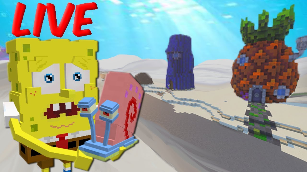Creating the SpongeBob Mod LIVE🔴 in Bikini Bottom Minecraft World ...