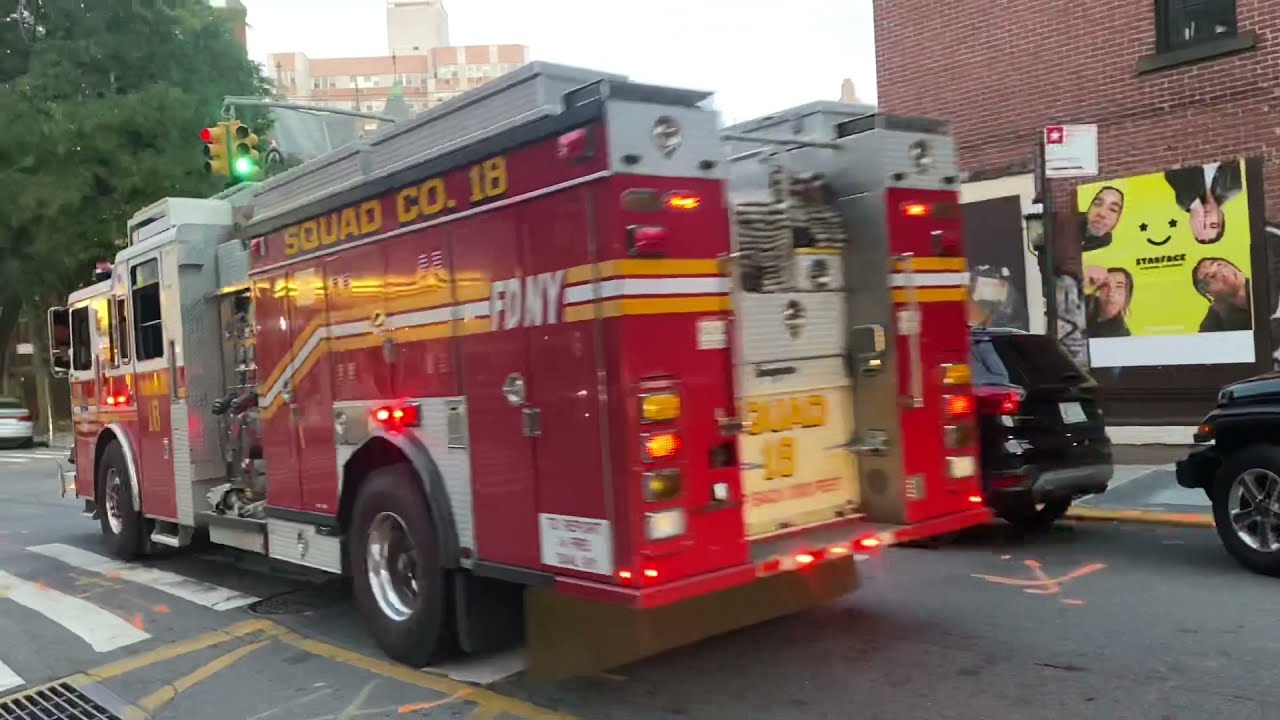 FDNY SQUAD 18 BEING SWAPPED OUT INTO A SPARE RIG WHILE IT UNDERGOES IT ...