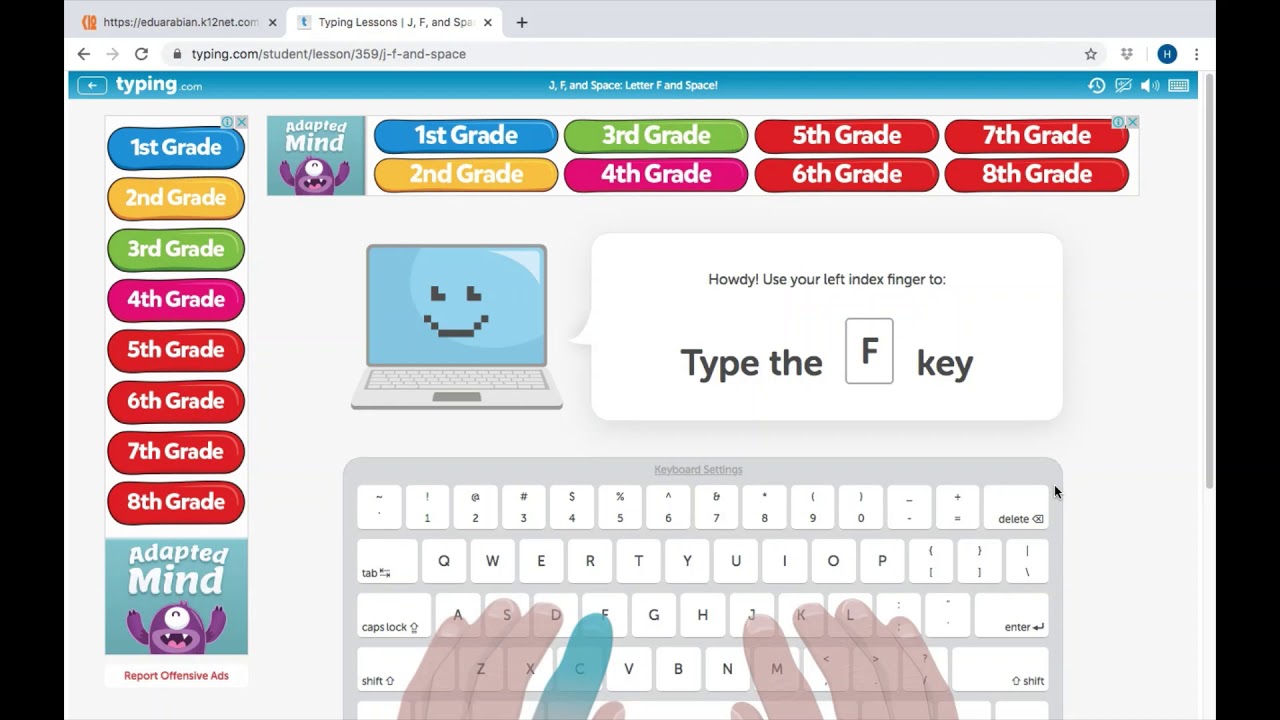 Practicing Typing Grade 8 - YouTube