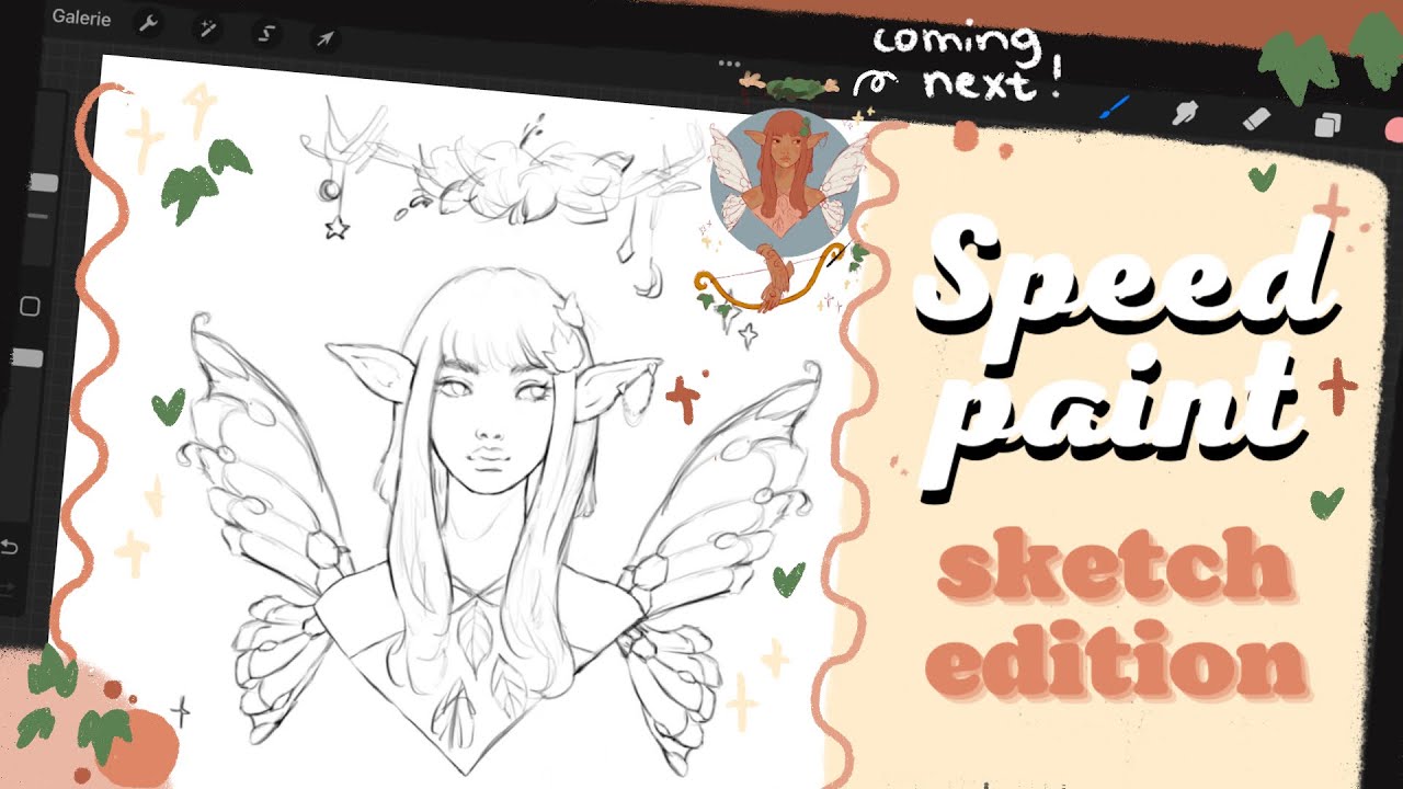 speedpaint 🍄 | sketching a forest fairy in PROCREATE - YouTube