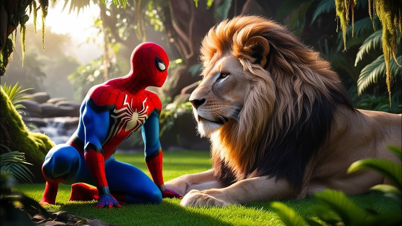 SPIDER-MAN VS LION MARVEL LOVE STORY - YouTube