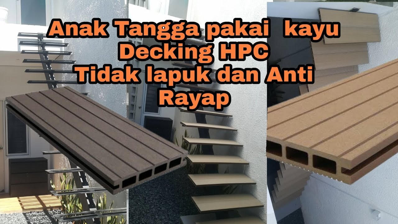 pemasangan Anak tangga pakai kayu decking - YouTube