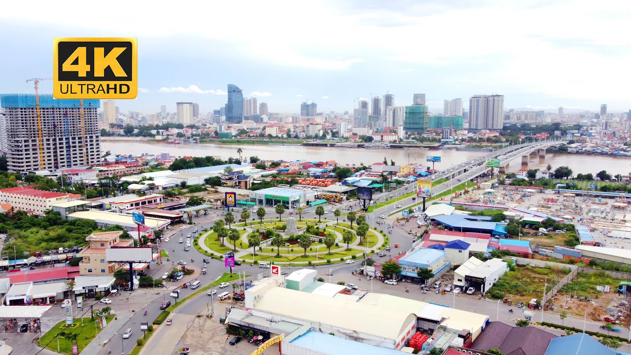 [4K] Phnom Penh Twine Bridge Chroy Changvar 2021 , Phnom Penh City ...