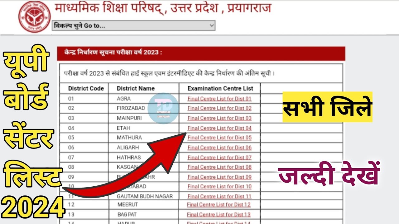 UP Board Center List 2024 Download kaise kare | up board Center List ...