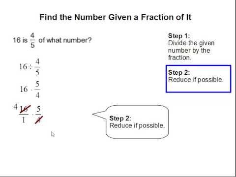 How to Find the Number Given a Fraction of It - YouTube
