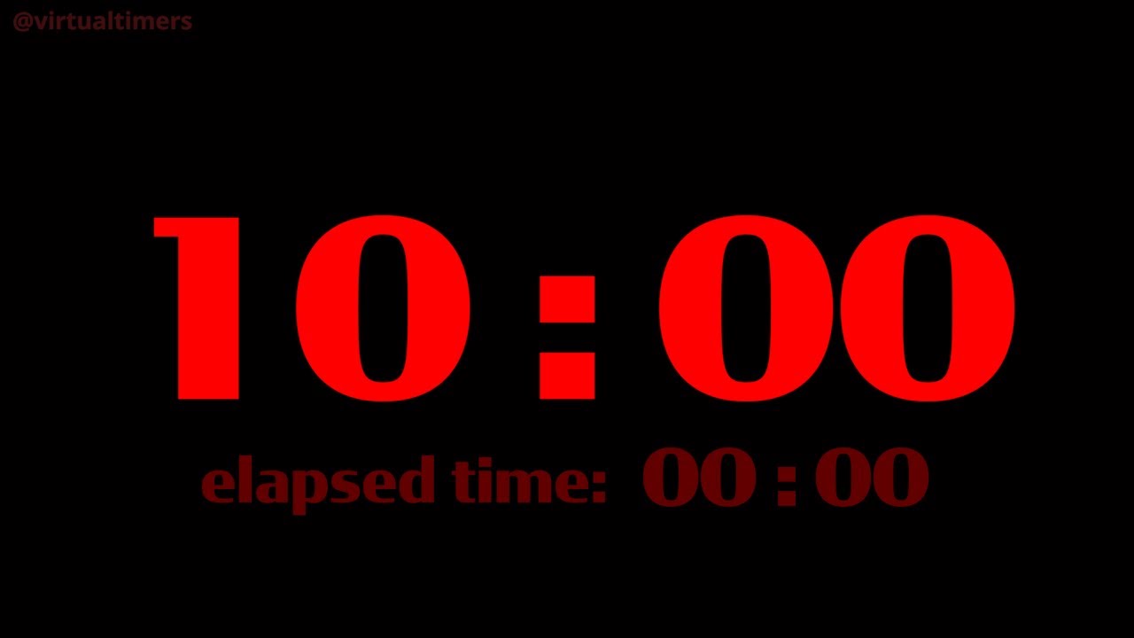 10 Minutes - Red Countdown Timer with Alarm, Time Markers / Chapters ...
