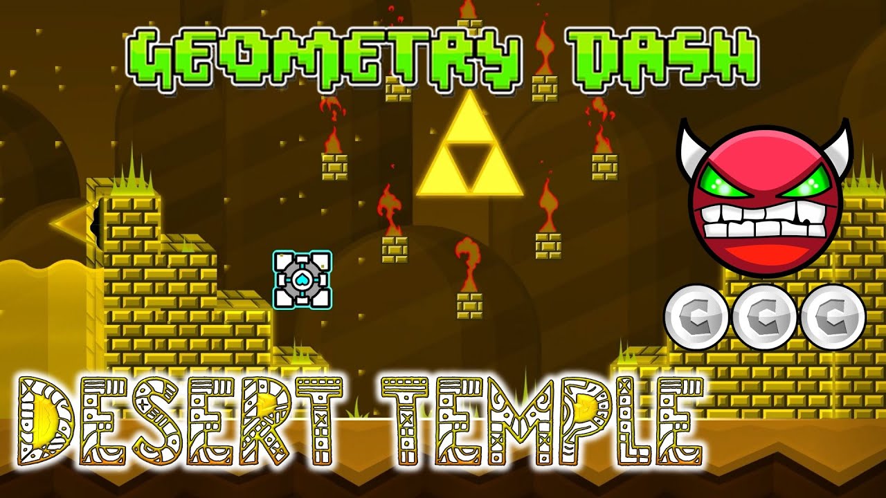 [Geometry Dash] Desert Temple (Hard Demon, 3 Coins) - with @xv8156 ...