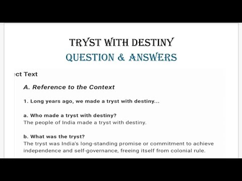 Tryst with Destiny class 7 English question and answers - YouTube