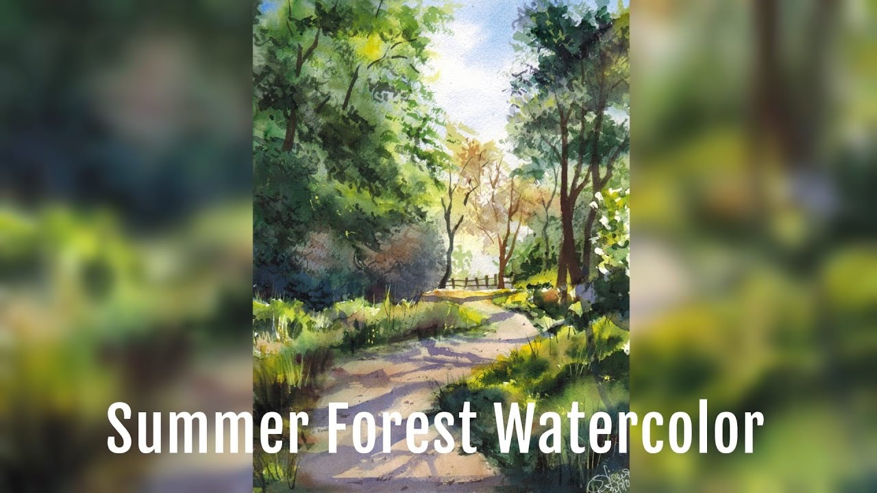 Summer forest watercolor painting tutorial - tutorial acquerello bosco ...