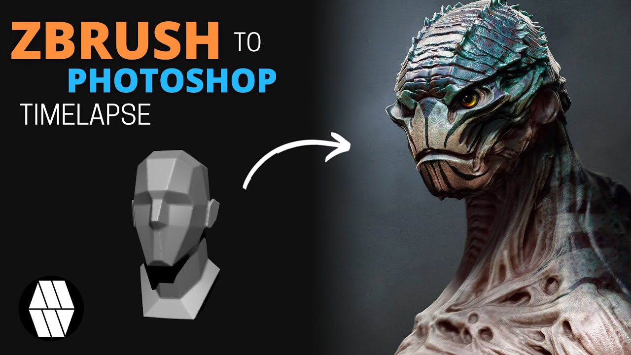ZBrush to Photoshop Timelapse - 'Alien Bust' Concept - YouTube