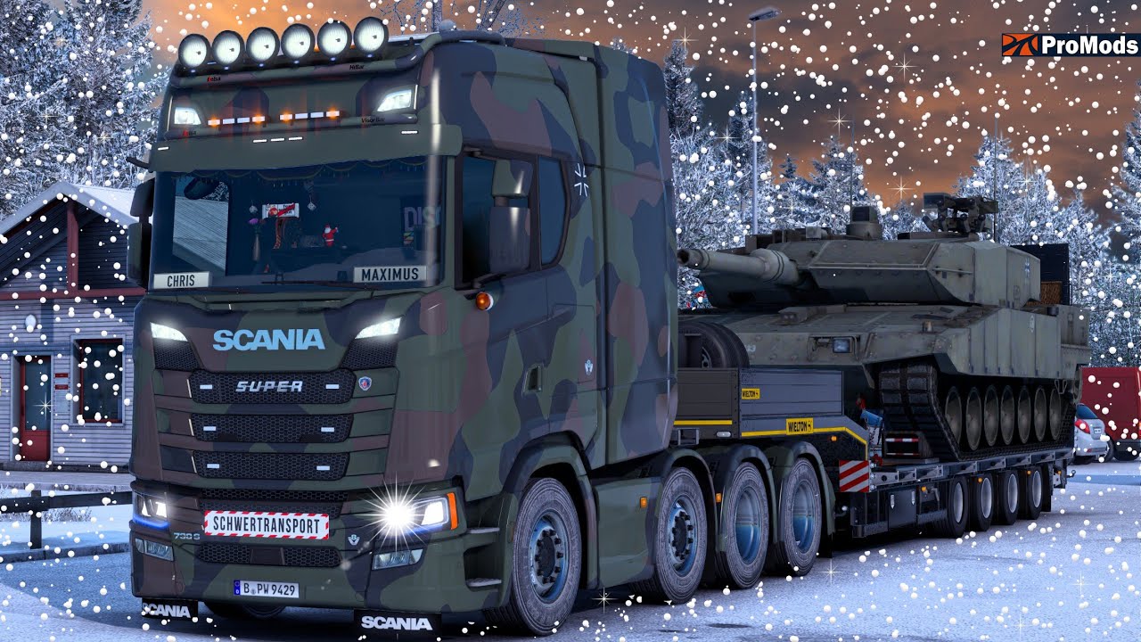 ETS2 Militärtransport: 55 Tonnen Leopard 2A5 im WINTER [2292] EURO ...