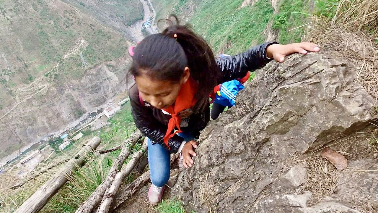 The Most Dangerous Journey to School in the World ...Little Kids ...