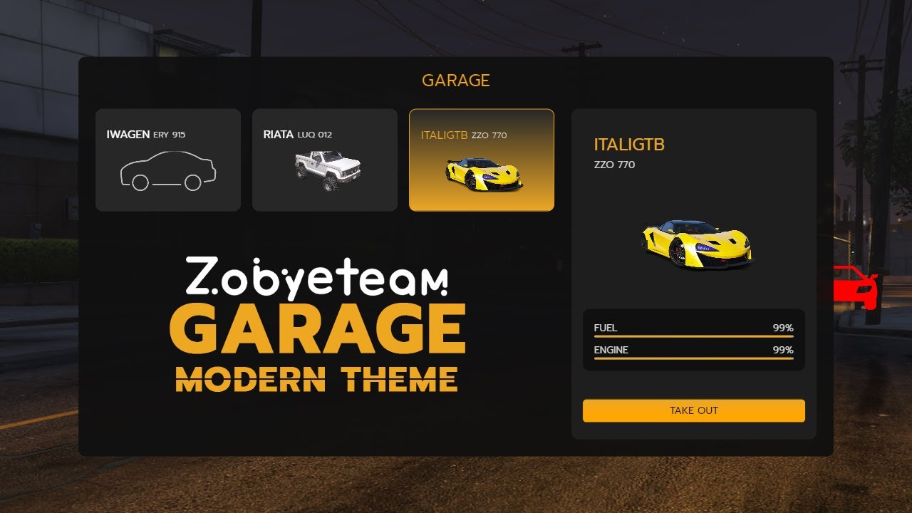 โมเดิร์นธีม สบายตา องค์ประกอบครบสำหรับ zobyeteam_garage (1st) | Modern Theme | Zobyeteam FiveM ...