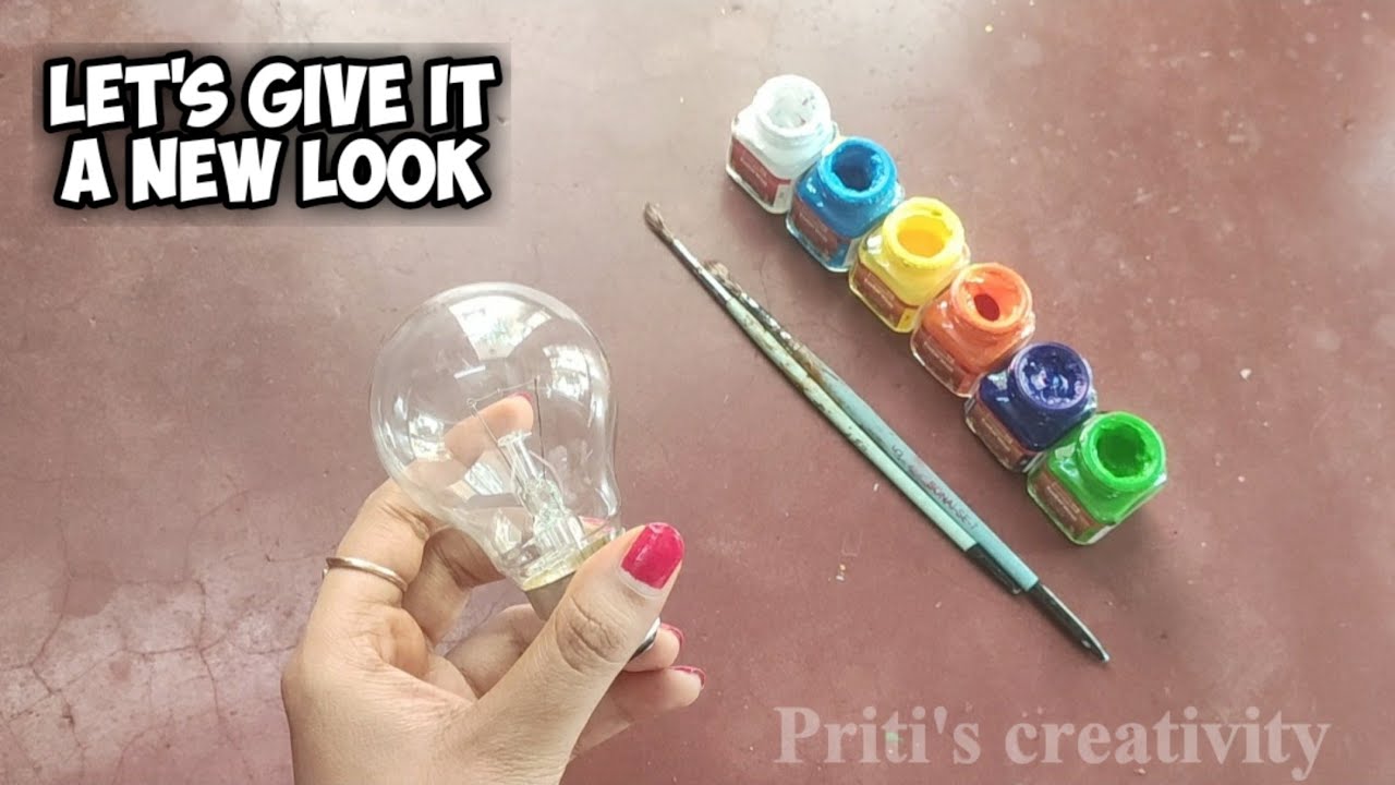 Easy Bulb Painting Idea || How to Paint on a light bulb || By - Priti ...