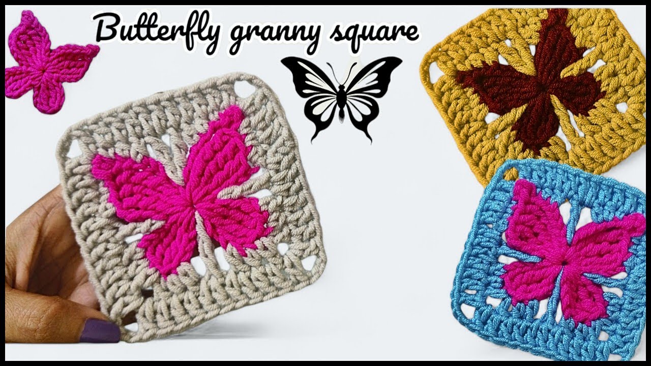 FREE TUTORIAL 👉Realistic and Cool Crochet Granny square Butterfly🦋🦋 ...