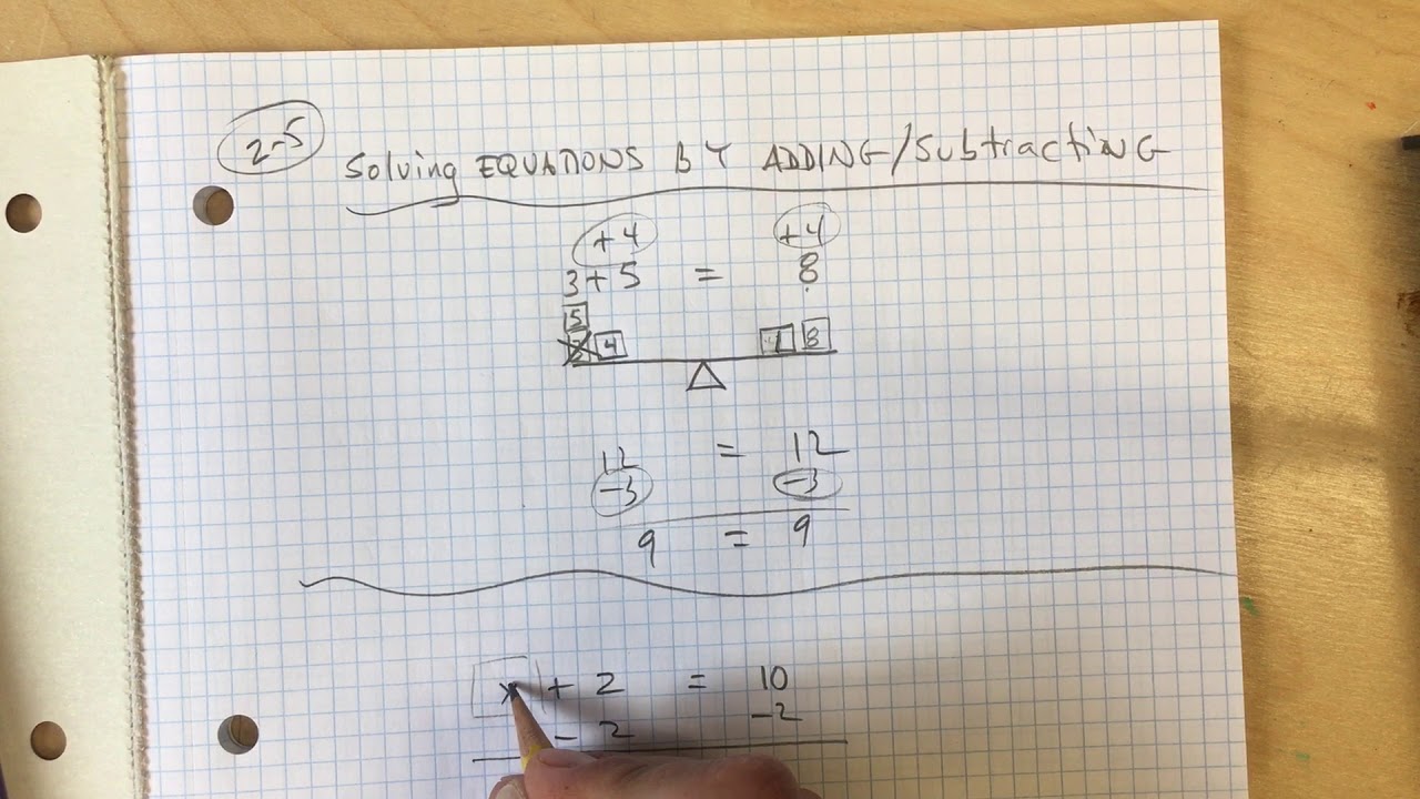Pre-Algebra - Solving Equations by Adding or Subtracting - YouTube