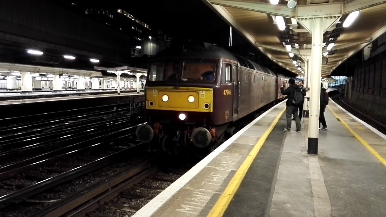 47746 and 46100 Royal Scot depart London Victoria on the evening of the ...
