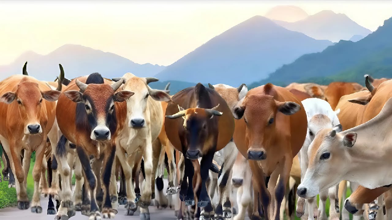 Video of Hundreds of Cows Herded to the Livestock Field, Cow Moo Sounds ...