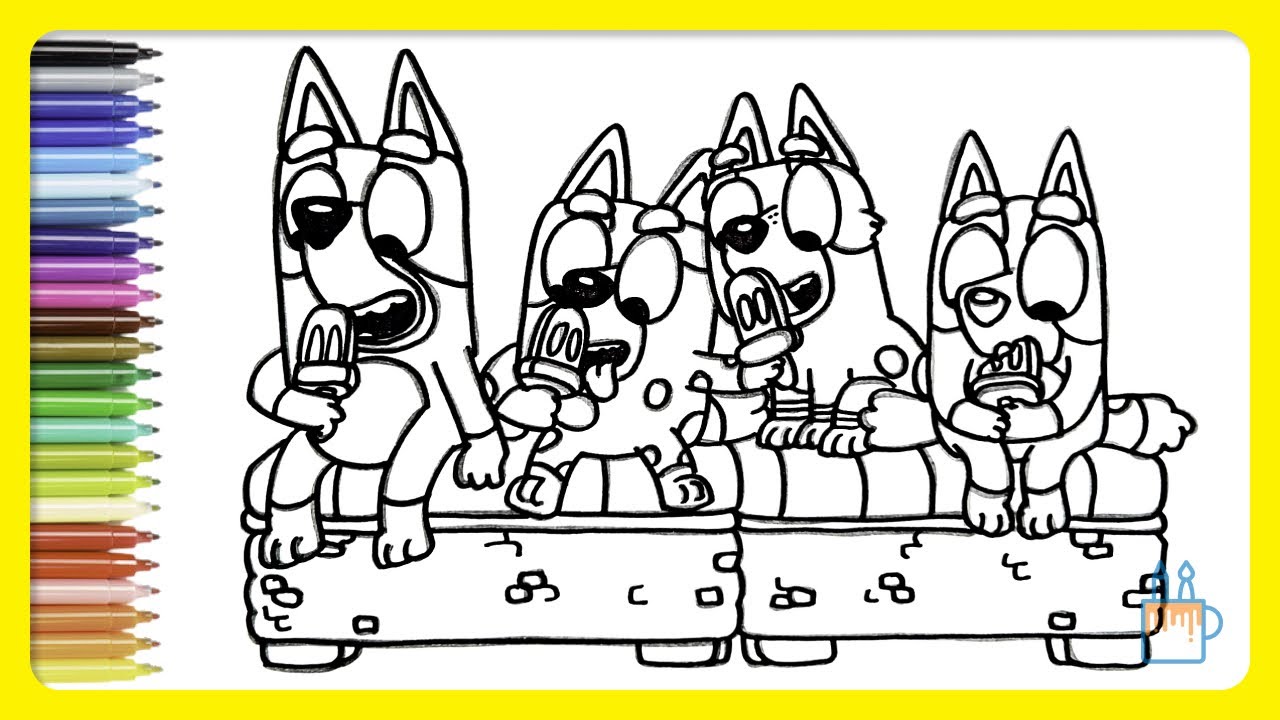 Vamos desenhar e colorir as cachorrinhas Bluey, Bingo, Muffin e Socks ...