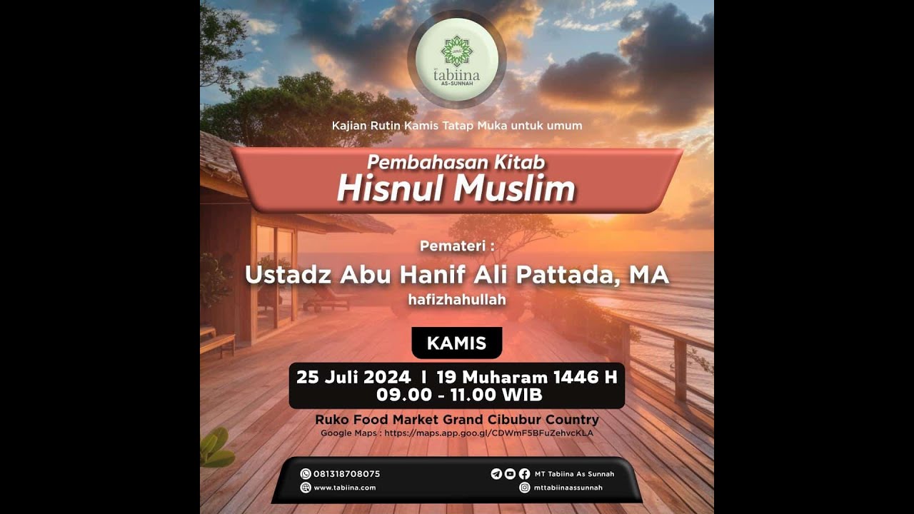 Kitab Hisnul Muslim - Ustadz Abu Hanif Ali Pattada,MA - YouTube