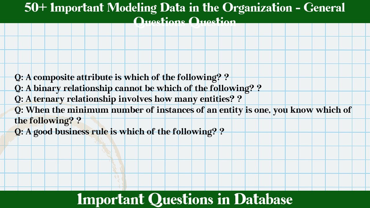 MCQ Questions Modeling Data in the Organization - General Questions ...