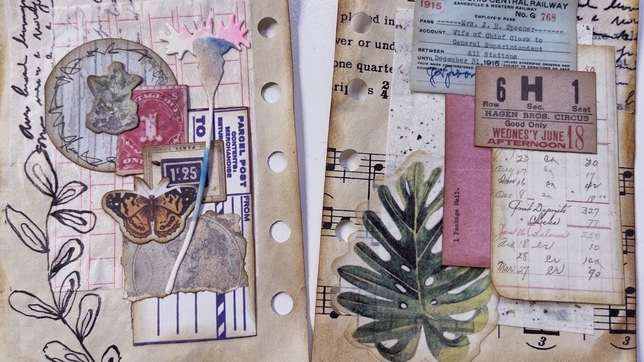 eng.sub & no talk | A7 콜라주기법 정크저널 | A7 binder collage junk journal - YouTube