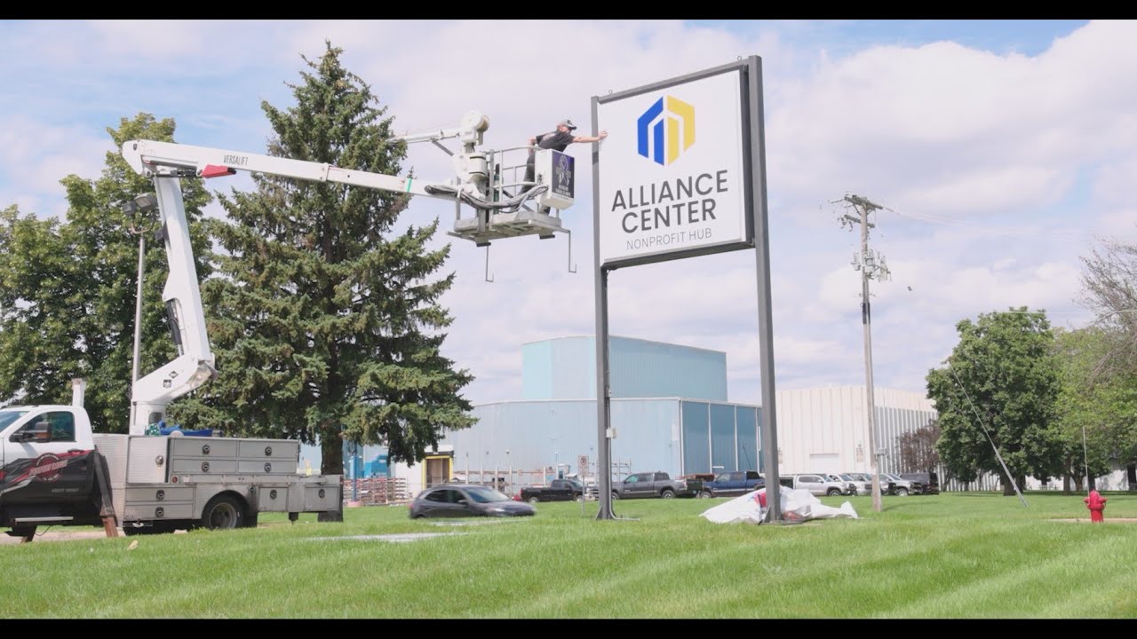 Alliance Center Sign Installation - YouTube