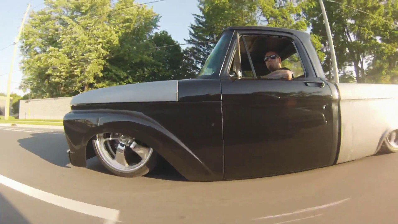 65’ Ford F100 bagged on 22” billets @olhaftun - YouTube