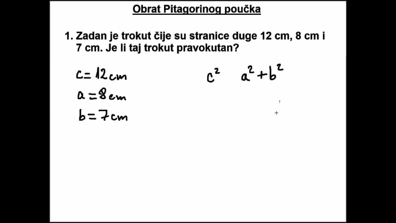 Obrat Pitagorinog poučka | Obrat Pitagorinog teorema - YouTube