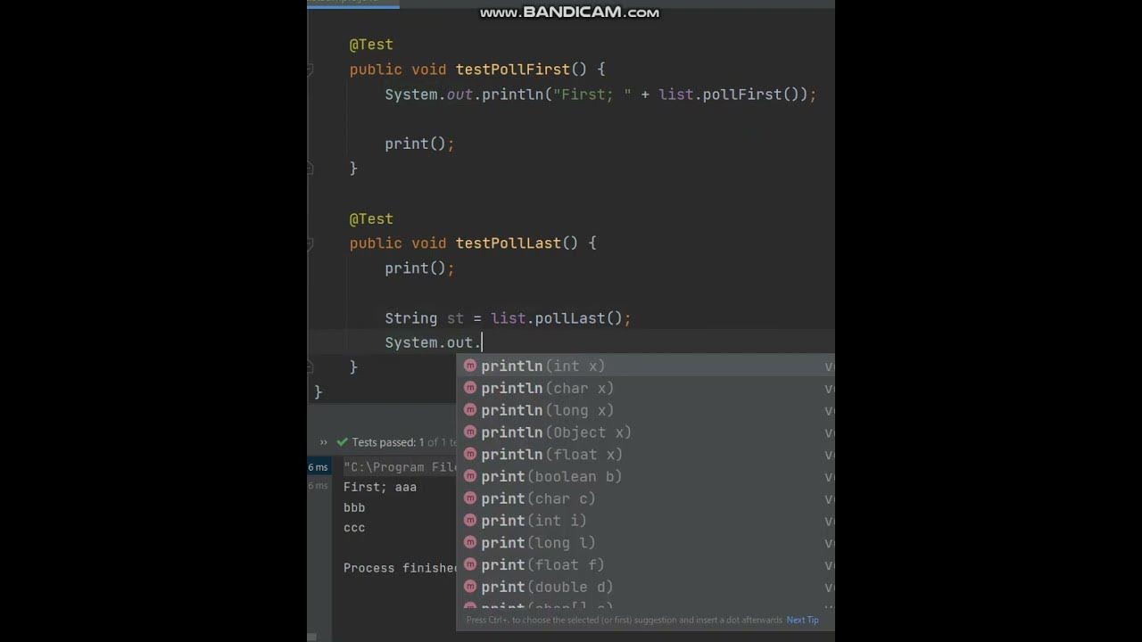 Java でのlinkedlistクラスのpolllastメソッドを使ってみました。fifo 先入れ先出しとlifo 後入れ先出しが可能なクラスです。詳細は説明を参照ください