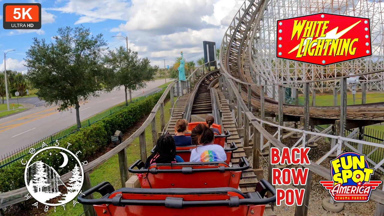 White Lightning Back Row POV 5K 60 FPS UHD | GCI Wood Coaster with ...