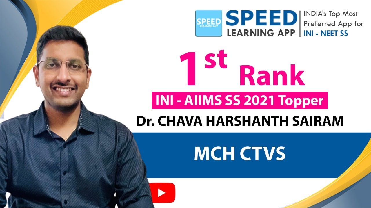 Rank 1, INI - SS 2021 - CTVS - TOPPER Dr Chava Harshanth Sairam from ...