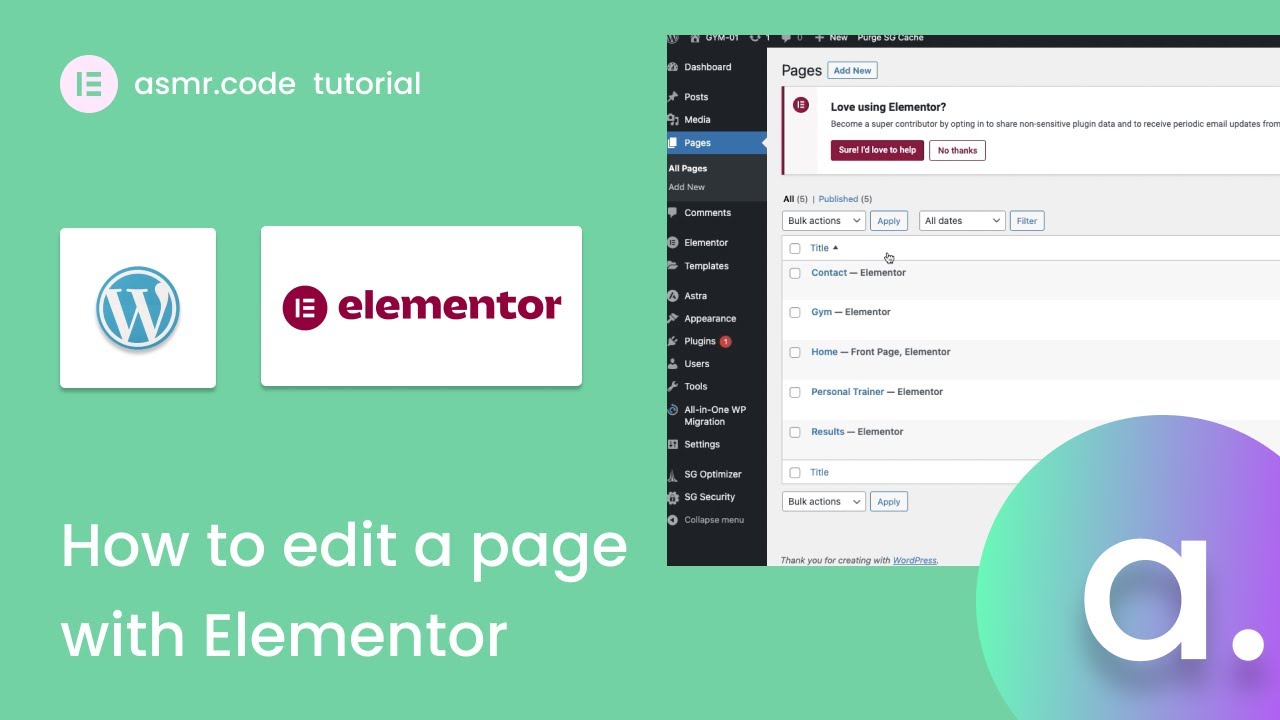 How to edit a page with Elementor - YouTube