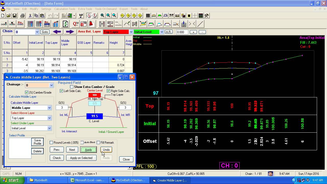 MyCivilSoft ( x section ) Menu-Calculation Tools- Create Middle Layer ...