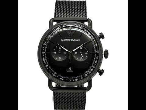 EMPORIO ARMANI 亞曼尼 黑鋼渦輪計時腕錶 AR11264 - YouTube