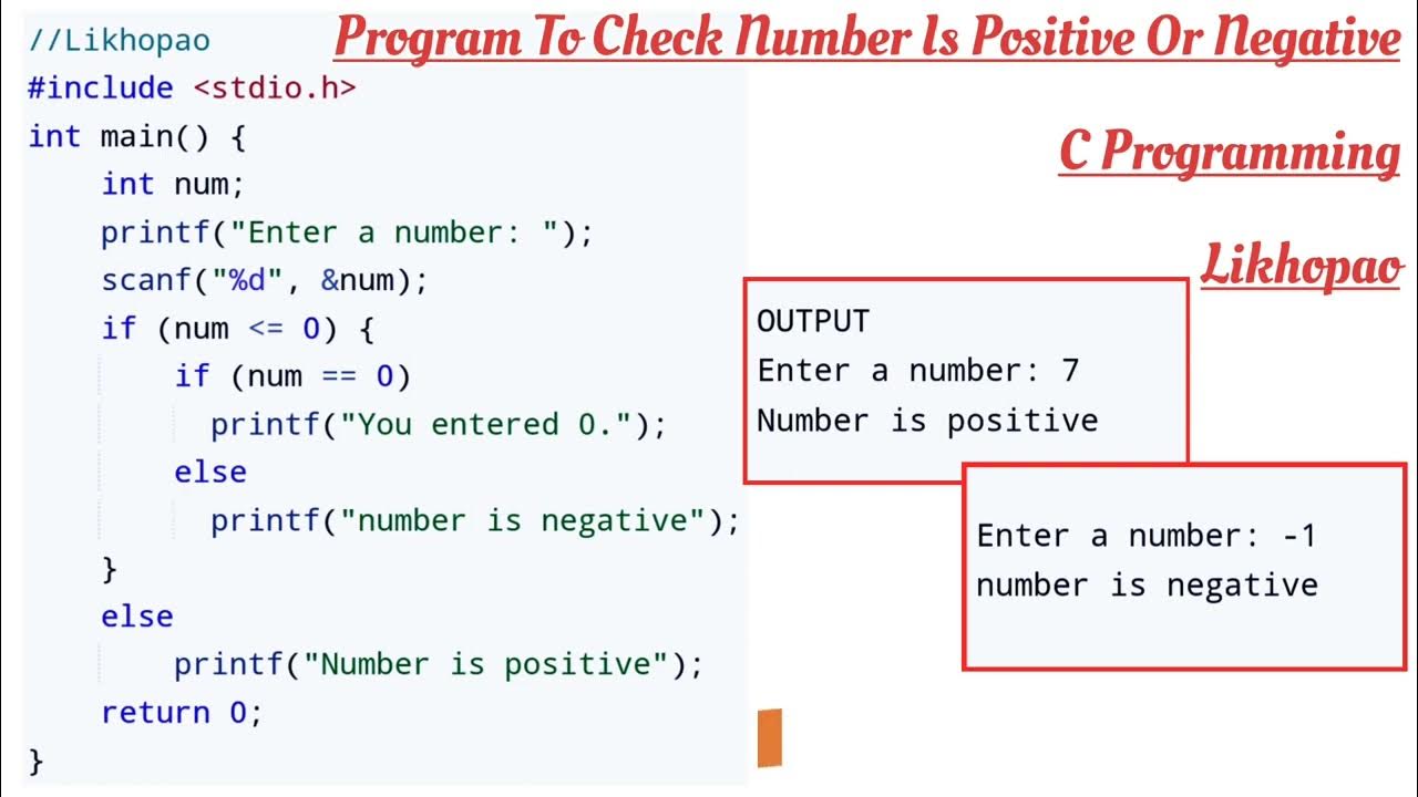 Wap To Check Whether A Number Is Positive Or Negative Using C Likhopao C Programming