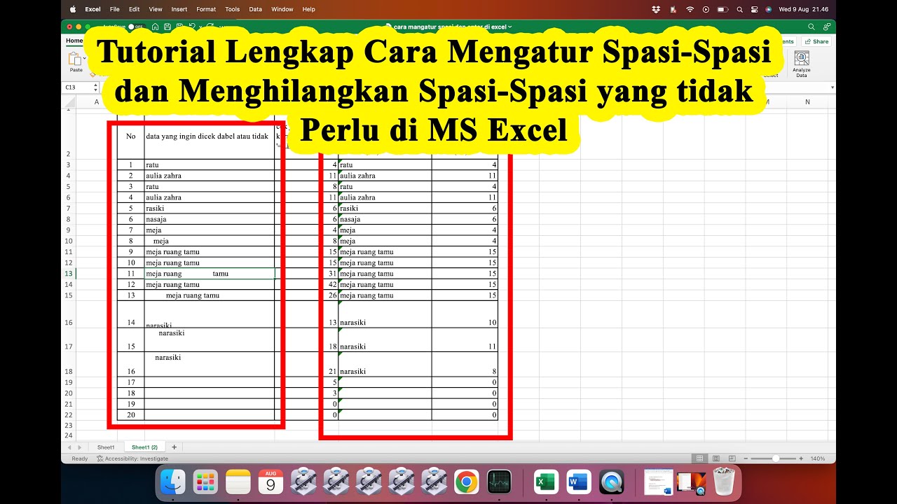 Tutorial Lengkap Cara Mengatur dan Menghilangkan Spasi-Spasi yang tidak Perlu di Microsoft Excel ...