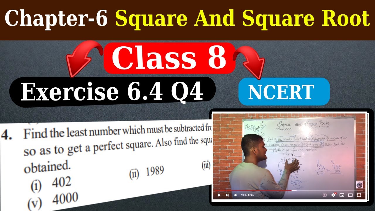 Exercise 6.4 Questions 4 Square and Square Roots Class 8 Chapter 6 ...
