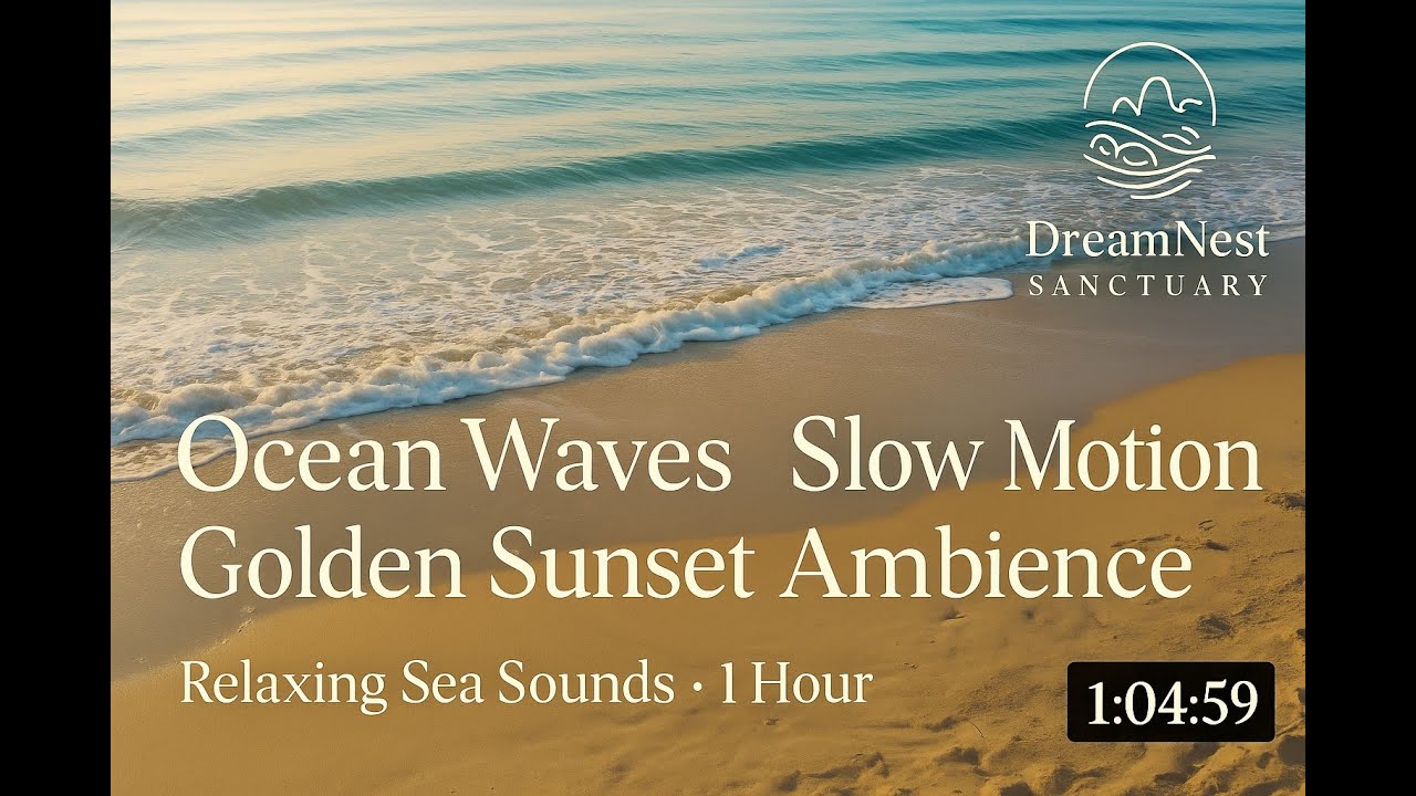Ocean Waves Slow Motion – Golden Sunset Ambience (1 Hour Relaxing Sea ...